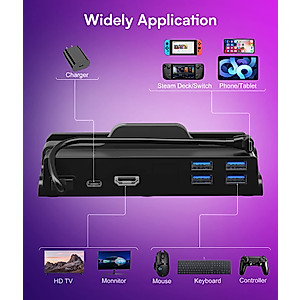 Steam Deck Docking Station,HDMI 2.0 4K@60HZ Steam Deck Dock with 4 USB-A 3.0 Port,Support PD 3.0 Full Speed Charging for Valve Steam Deck