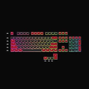 HK Gaming Pudding Keycaps Set | Doubleshot PBT Keycap Set | Full 108 OEM Profile Key Set | ANSI US-Layout | for Mechanical Keyboard | Compatible with Cherry MX, Gateron, Kailh, Outemu | Black & Red