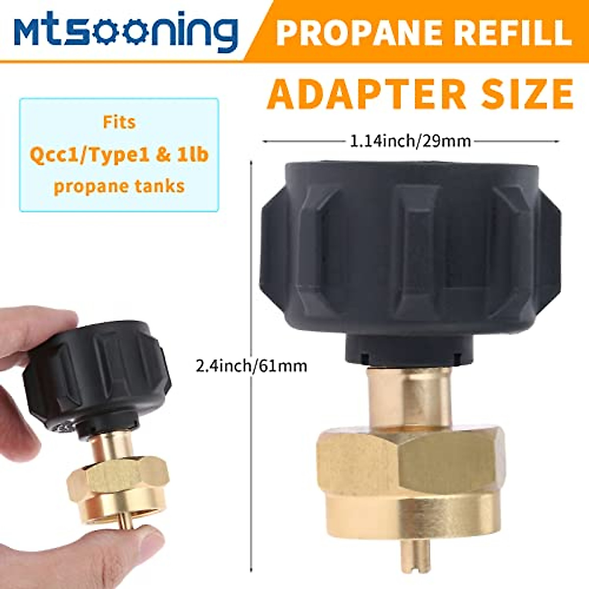 Mtsooning Propane Refill Adapter, QCC1 Gas Bottle Regulator Connector for 1Lb Propane Tank Throwaway Disposable BBQ Gas Grill, Cylinder, RV Camper, Heater