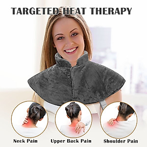 ZXU Jade Stone Heating Pad for Neck and Shoulder, 22" x26“ Electric Heated Neck Shoulder Wrap，Auto Shut Off Weighted 2.3lb,12 Heat Setting and 1-24h Auto-Off,Stay on Function,Hot Heated Pad