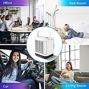 Portable Air Conditioners, Rechargeable Desktop Fan with 3-speed, Cordless Personal Air Cooler with Handle, Evaporative Air Cooling Conditioner for Home, Bedroom, Office, Camping Tent