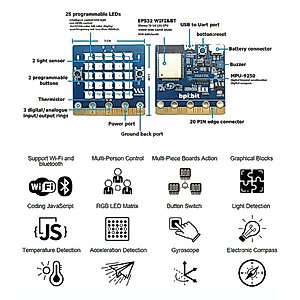 Banana Pi BPI-Bit Development Board with 600DMIPS EPS32 Module 448KB ROM and 520KB SRAM Support WiFi & Bluetooth for STEAM Education