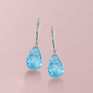 Ross-Simons 15.00 ct. t.w. Blue Topaz Drop Earrings in Sterling Silver