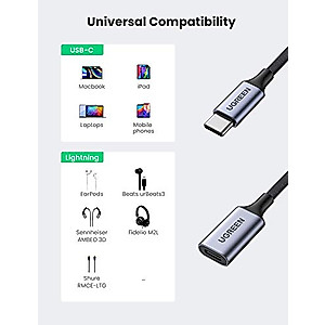 UGREEN USB-C to Lightning Audio Adapter Bundle with Braided USB C to 3.5mm Audio Adapter Compatible with Samsung Galaxy S21