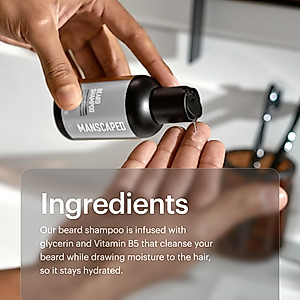 MANSCAPED® UltraPremium Beard Shampoo, Hydrating Cleanser with Eucalyptus, Rosemary, Lavender Essential Oils, Moisturizing Beard Wash for Hair and Skin (4 oz)