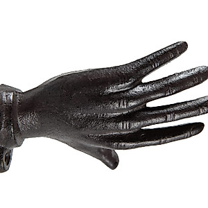 Danya B. "Palms Up Dark Brown Cast Iron Wall Mount Hook Set (Set of 2), Entryway Hooks or Unique Room Décor for Hanging Coats, Purses, Scarves, or Jewelry