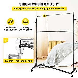 VEVOR Z Rack, 300 lbs Industrial Grade Z Base Garment Rack, 24" x 62" x 85" Height Adjustable Clothes Rack, Heavy Duty Clothing Rack w/ Lockable Casters for Home Store w/ Add-on Hang Rail Black