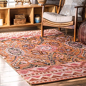 nuLOOM Machine Woven Dara Suzani Jute Area Rug, 8x10, Orange