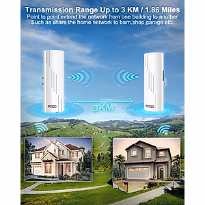 Wireless Bridge Point to Point Outdoor for Starlink Satellite Internet Extension, 5.8GHz 100Mbps Starlink WiFi Extender,Outdoor Access Point, 3KM Ethernet Bridge with 2 RJ45 LAN Port 2-Pack