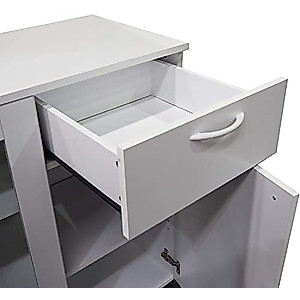 Kings Brand Furniture Buffet Server Sideboard Kitchen Storage Cabinet, White, 45.5" W x 15" D x 33" H