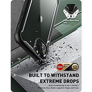 i-Blason Ares Case for iPhone 11 Pro Max 2019 Release, Dual Layer Rugged Clear Bumper Case with Built-in Screen Protector (Black)
