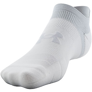 Under Armour Adult ArmourDry Run Lite No Show Tab Socks, 3-Pairs, White/Halo Gray, Large