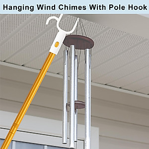 Greeily Clothes Hanger Reaching Hook, Garment Hook Reach Pole for Hanging Clothes Closet Bird Feeders Plants and Christmas Light Extendable from 31" to 61" with Sponge Handle (White Plastic Hook)