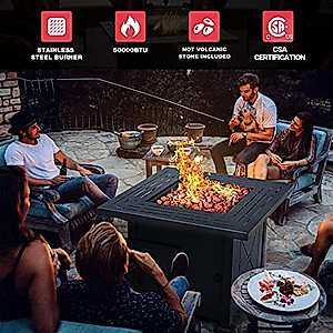 QGMEI90 Outdoor Propane Firepit Table 32in Propane Gas Fire-Pit Table 50,000 BTU Auto-Ignition Fire-Pit Look Square for Patio and Garden