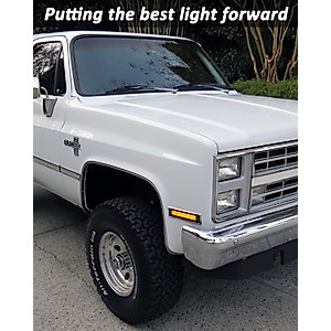 Bestview LED Side Marker Lights Compatible with 1981-1991 Chevy C10 C20 C30 GMC C1500 C2500 Suburban Blazer Jimmy, Driver & Passenger Side, Smoked Lens