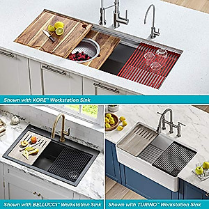 Kraus KRM-11RD Kore Multipurpose Over-Sink Roll-Up Dish Drying Rack, Colander and Trivet, Red