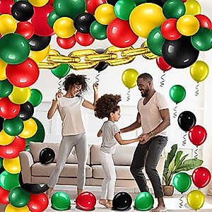 112 Pieces Juneteenth Decorations Kit-Juneteenth Balloon Garland Arch Kit with Happy Juneteenth Tablecloth Gold Chain Balloon for African-American June 19th 1865 Freedom Day Party Supplies