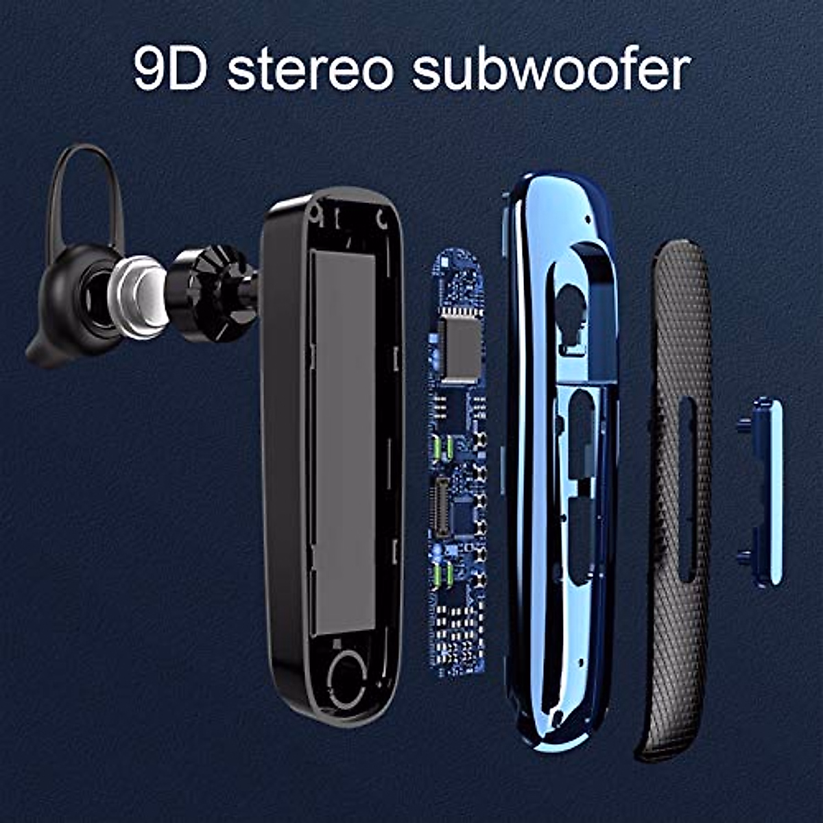 Heave Wireless Bluetooth Headset with CVC8.0 Noise Cancelling Mic Bluetooth Earpiece,IPX 5 Waterproof Earbud Car Headset with 20 Hours Playback Time for Hands Free Calls Blue Black