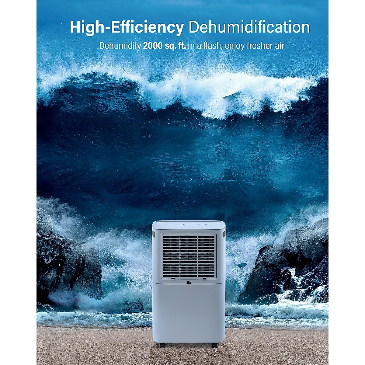 30-Pints Dehumidifier for Basements - 1500 Sq. Ft. Dehumidifier with Auto or Manual Drainage - Compact Dehumidifier with Intelligent Humidity Control | Auto Defrost | Dry Clothes