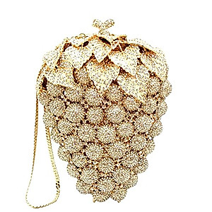 DEBIMY Hollow Carved Grape Rhinestone Evening Clutch Women Luxury Crystal Handbags Purses for Party and Wedding, Purple