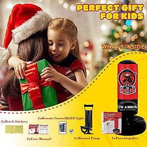VCOLAN Larger Stable Punching Bag for Kids,67" Inflatable Kids Punching Bag for Kids Age 5-12,Free Standing Ninja Boxing Bag,Christmas Birthday Gifts for Boys Girls Practicing Karate,Taekwondo,MMA