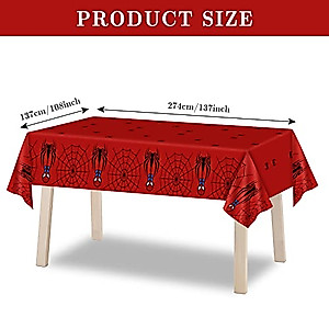 3Pcs Spider Themed Party Tablecloths, Large Disposable Plastic Table Covers for Superhero Party Kids Birthday Party Favors Tablecloths 54x108 inch