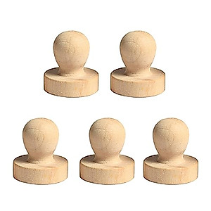 TEHAUX 5pcs Stamp Handle Closet Dresser Nails Tools Doll Furniture Nail Stamper Round Furniture knobs Wood Door knob Wooden Seal DIY Stamp Dedicated Clay Wax Model die Child Crafts Bamboo