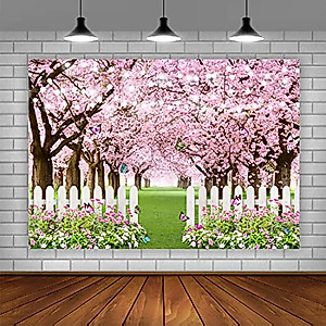 Lofaris 5x3ft Spring Flowers Photography Backdrop Pink Floral Cheery Blossom Easter Background Baby Shower Birthday Wedding Marriage Registration Bridal Shower Portrait Banner Photo Booth Studio Props