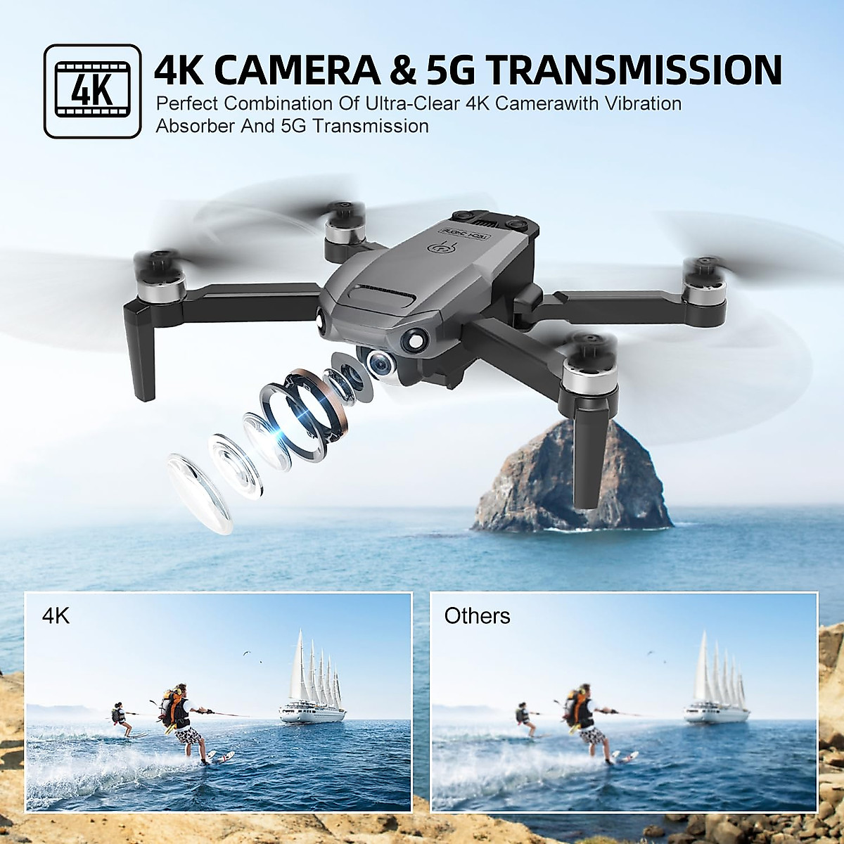 LMRC LM12 Drones with Camera for Adults 4k, GPS Auto Return, 40 Mins Flight, 5G Live Transmission, Foldable FPV Drones with Brushless Motor, Beginner Mode, Follow Me, Circle Fly, Waypoint, 2 Batteries