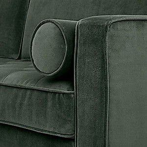 Amazon Brand – Rivet Aiden Mid-Century Modern Tufted Velvet Sofa Couch (86.6"W) - Hunter Green