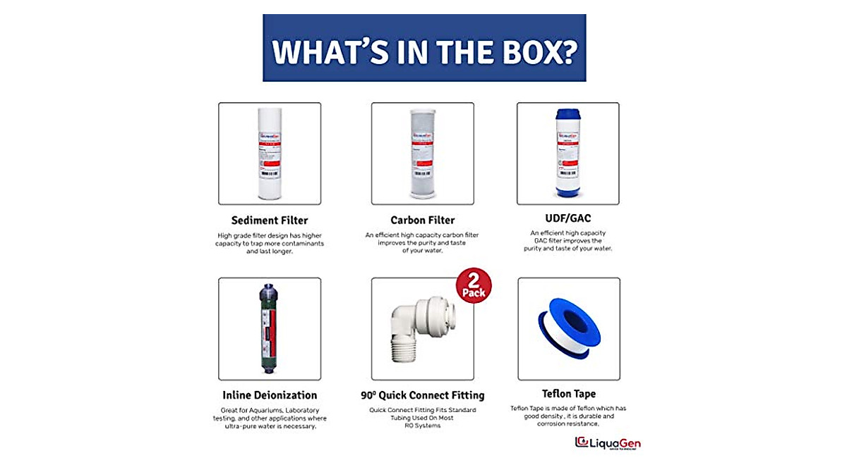 LiquaGen 5-Stage RODI Filter Kit for Ultra-Pure Water | Aquarium & Garden