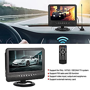 SWEDEN Portable 9 Inch Car Analog TV Player LCD Color Screen Radio Mini Digital Wide Viewing Video Player Monitor-US Plug