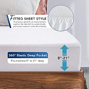 King Size Waterproof Mattress Protector, Cooling Mattress Pad Cover Fitted 8"-21" Deep Pocket,3D Air Fabric Breathable Bed Mattress Cover Matress Protector King Size Soft & Noiseless White
