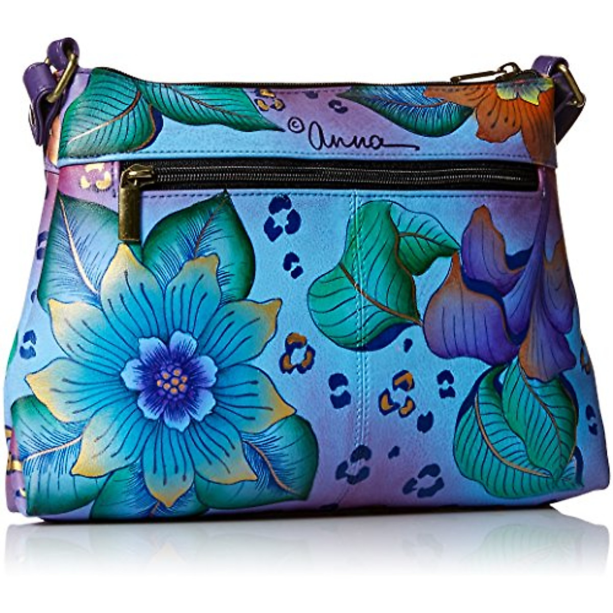 Anna by Anuschka womens Crossbody Organizer Bag - Genuine Leather, Tropical Safari, One Size US