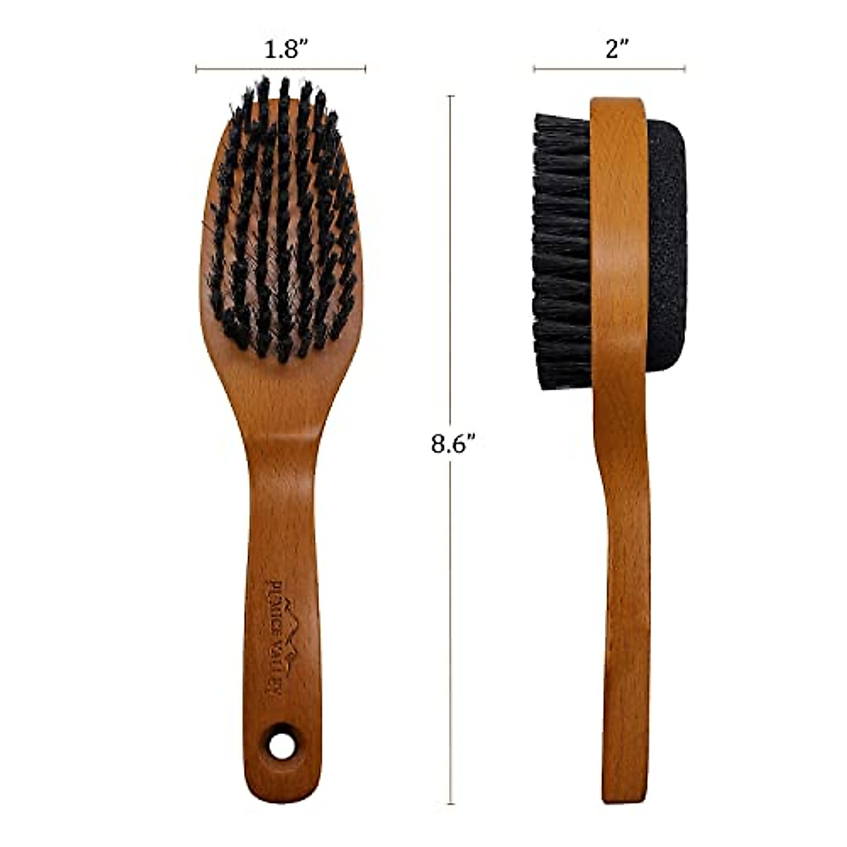 Pumice Stone for Feet & Foot Brush with Handle 2-in-1 Pedicure Scrubber for Shower - Double-Sided Pumice Foot File with Brush for Callus, Cracked Heels, Dead, and Dry Skin Removal