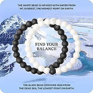 Lokai Silicone Beaded Bracelets for Women & Men - Couples Bracelets, Black & White Matching Bracelets - Medium, 6.5 Inch Circumference - Jewelry Fashion Bracelet Slides-On for Comfortable Fit