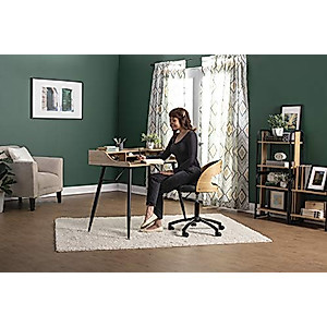 Calico Designs 51260 Woodford 45” Wide Modern, Secretary, Writing, Desk with Low Storage Hutch and Black Metal Tapered Legs in Ashwood, Black / Ashwood