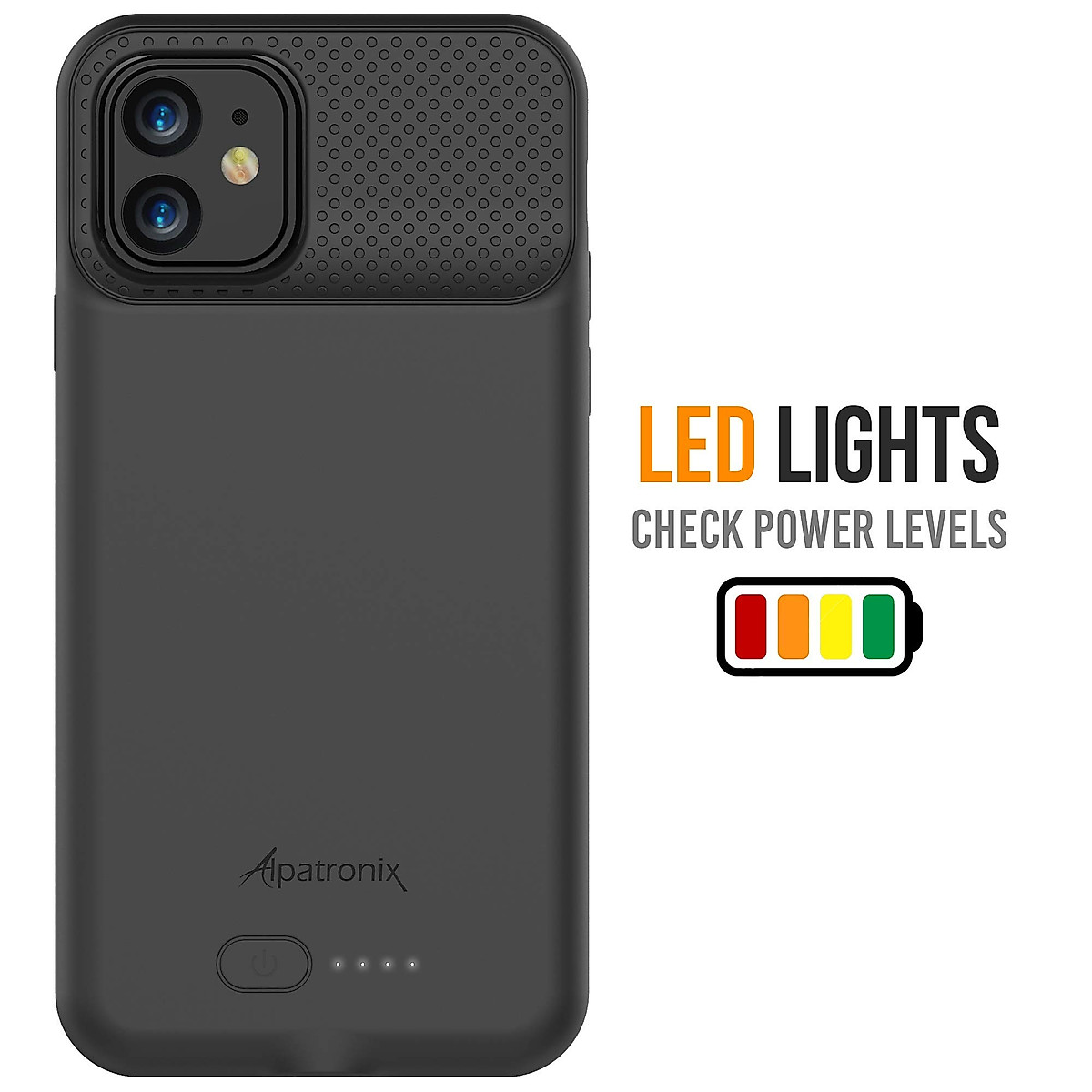 Alpatronix Battery Case for iPhone 13 Mini (5.4 inch), Strong Slim Portable Protective Extended Charger Cover with Wireless Charging, CarPlay and Certified Connector Chip (BX13mini) - Black