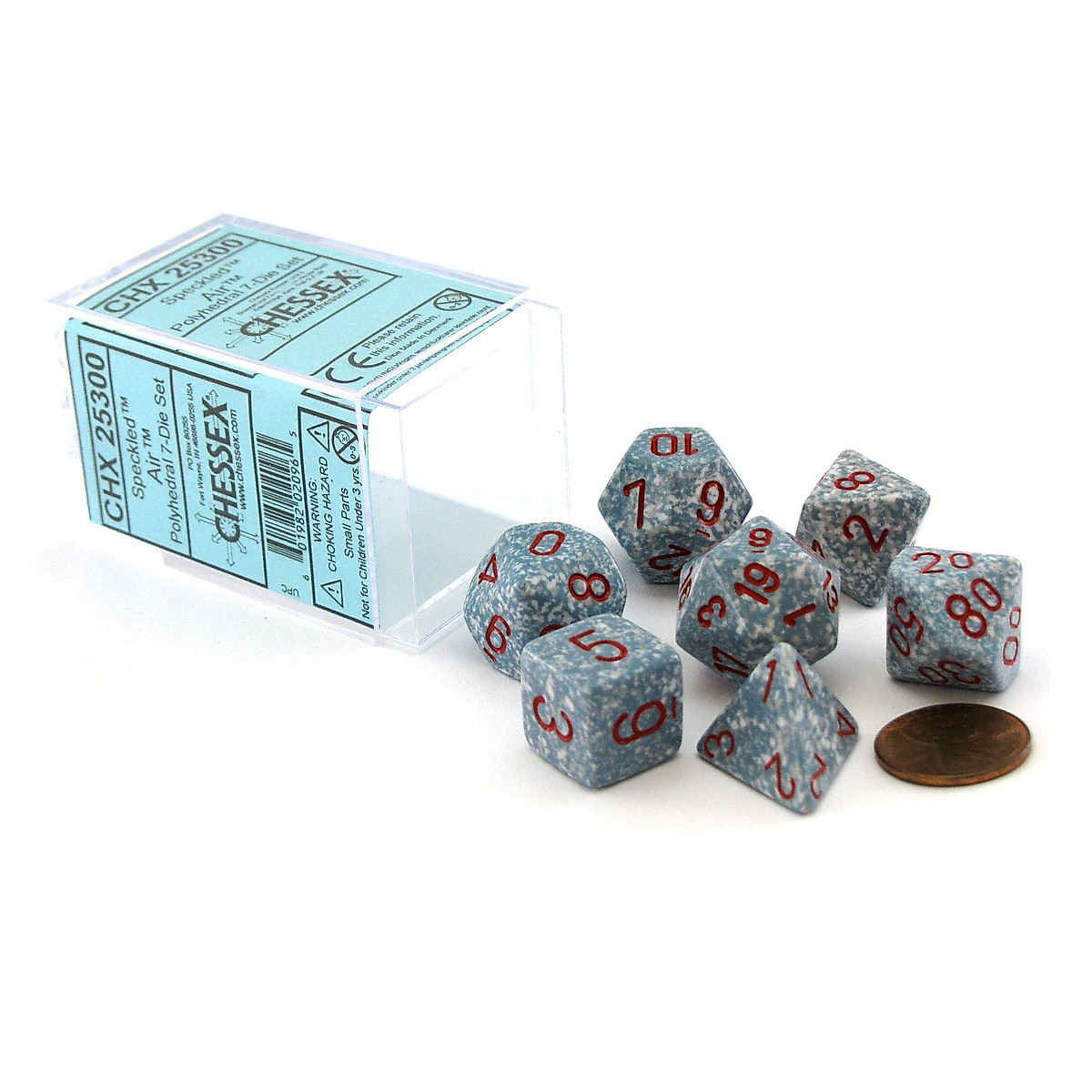 Polyhedral 7-Die Speckled Dice Set - Air