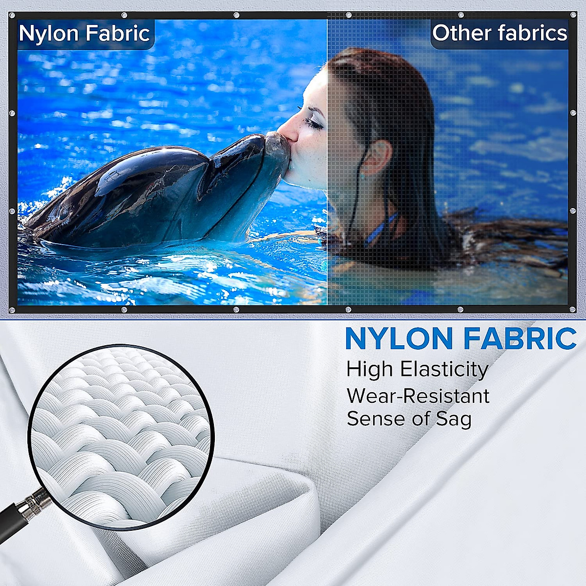 Projector Screen, 120-inch CENTURY-STAR Movie Screen Outdoor & Indoor Wrinkle-Free Nylon Fabric Video Projection Screen (3D 4K HD 16: 9 Front & Rear Projection) Foldable & Portable with Carry Bag