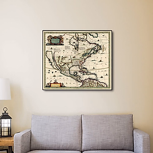 HomeRoots 16" X 20" Vintage 1652 Map Of Early North America Wall Art