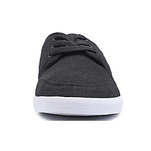 FEVERSOLE Comfort Women's Casual Slip On Sneaker Comfort Cupsole Loafer Flats Faux Woolen Soft Black Lace-Up 7.5 M US