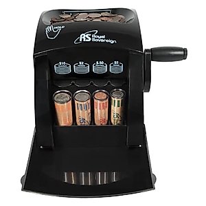 Royal Sovereign 1 Row ECO-Friendly Manual Hand Crank Coin Counter/Sorter (QS-2N), Single,Black