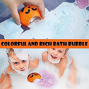 Tanlade 12 Pcs Halloween Bath Bombs Gift for Kids Set 5 oz Witches Brew Cauldrons Pumpkin Skull Bath Bombs Scary Gift Set Bath Bombs for Dry Skin Fizzies Spa Kit
