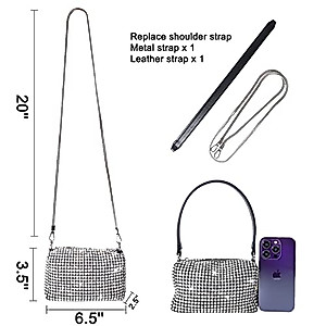 Rhinestone Purses for Women Sparkly Diamond Silver Clutch Evening Handbag Bling Crossbody Bags Glitter Party Club Purses Mini Top Handle Handbags