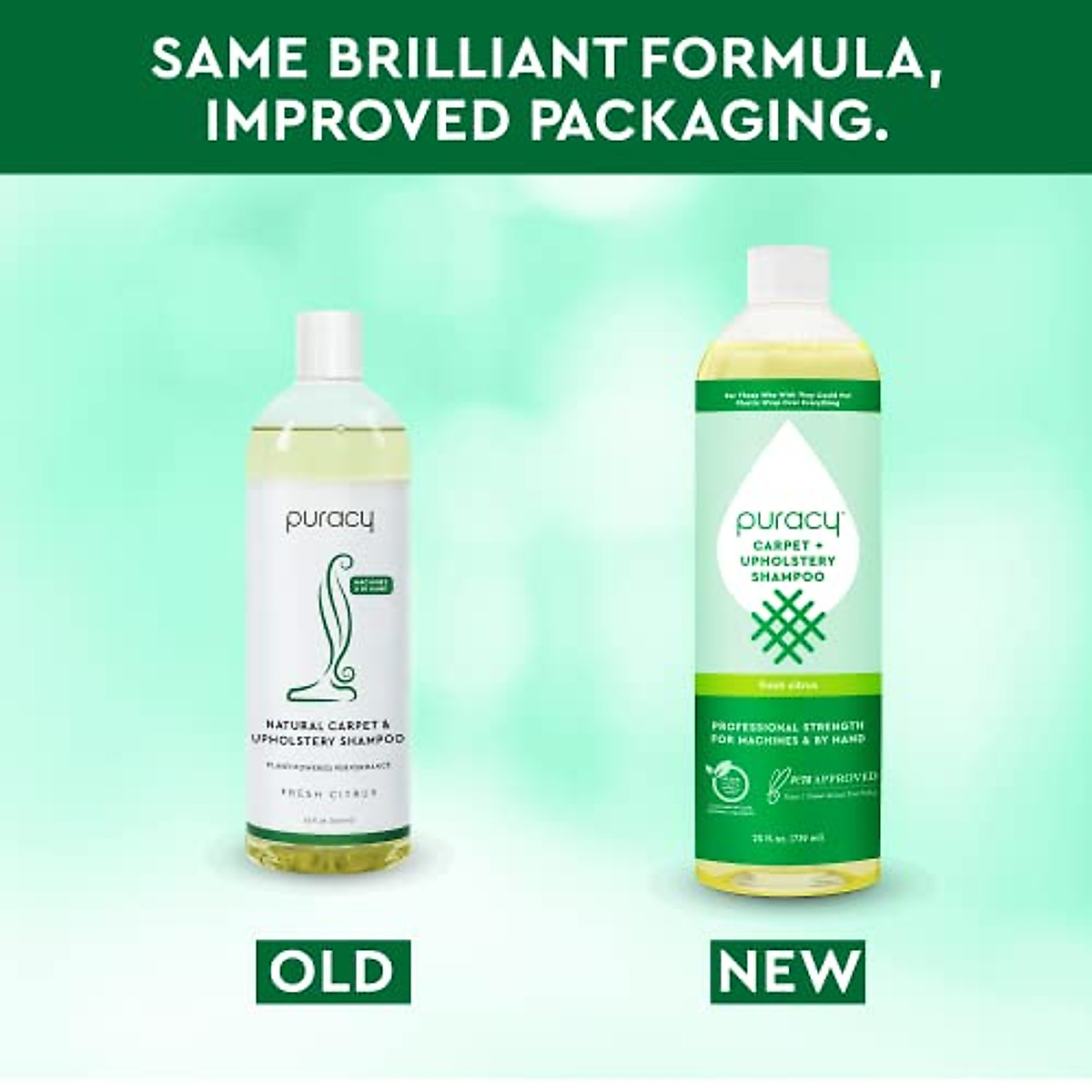 Puracy Professional Carpet Cleaner Machine Detergent, 4x Concentrated Upholstery Cleaner, Natural Carpet Shampoo, Pet Stain Remover & Deodorizer, Makes 20 Gallons of Cleaning Solution, 25 Ounce