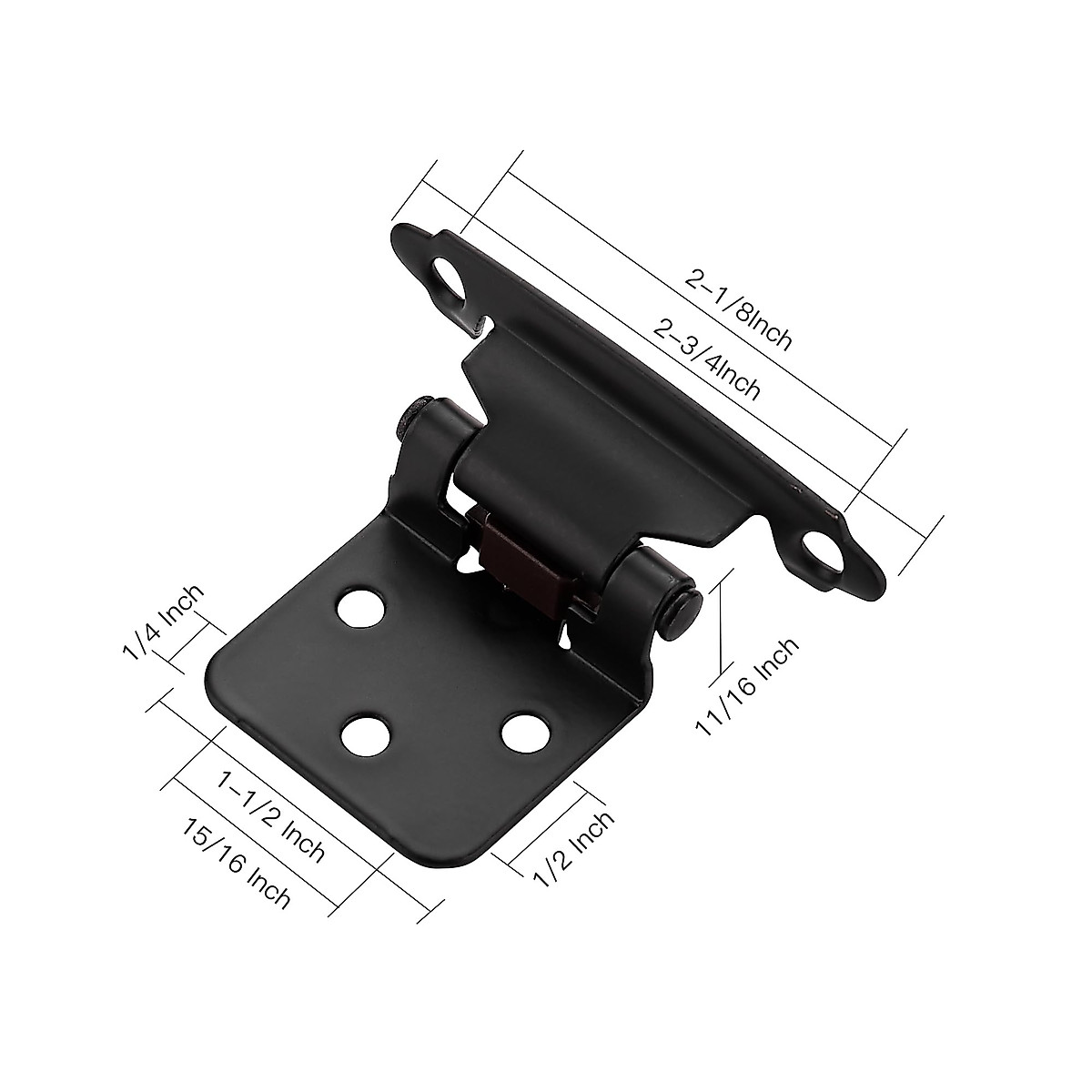 Ravinte 30Pack 15Pairs 1/2”Overlay Cabinet Door Hinges Kitchen Cabinet Hinges Black Semi-Concealed Hinges Face Mount Self-Closing Cabinet Hinges W/Door Bumpers&Screwdriver