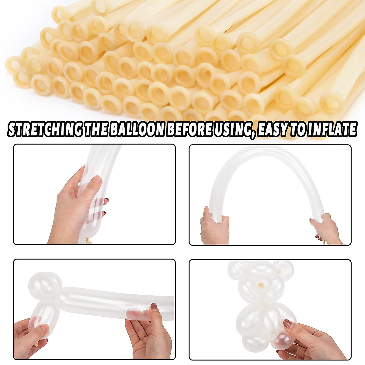 LovesTown Clear 260 Balloons, 150PCS Long Skinny Balloons Twisting Animal Balloons for Birthday Party Wedding Festival Decoration Magic Show