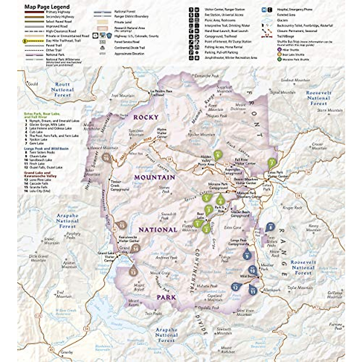 Rocky Mountain National Park Day Hikes Map (National Geographic Topographic Map Guide, 1701)