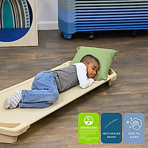 Angeles SpaceLine Nap Cots, Kids Daycare and Preschool Sleeping Cot, Standard Size, Set of 4, Sand
